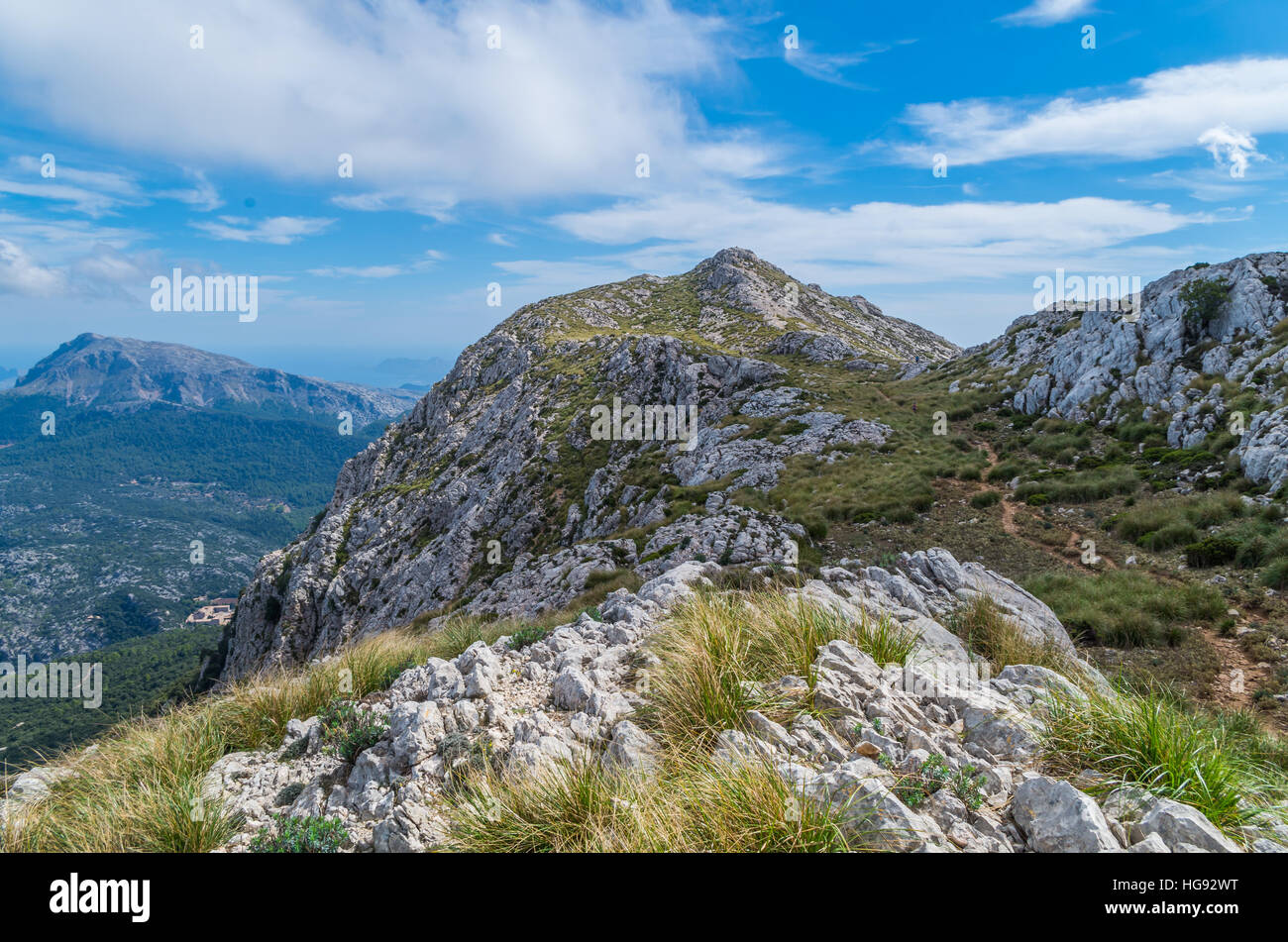 Hiking path in the Tramuntana on GR 221, Mallorca, Spain Stock Photo ...