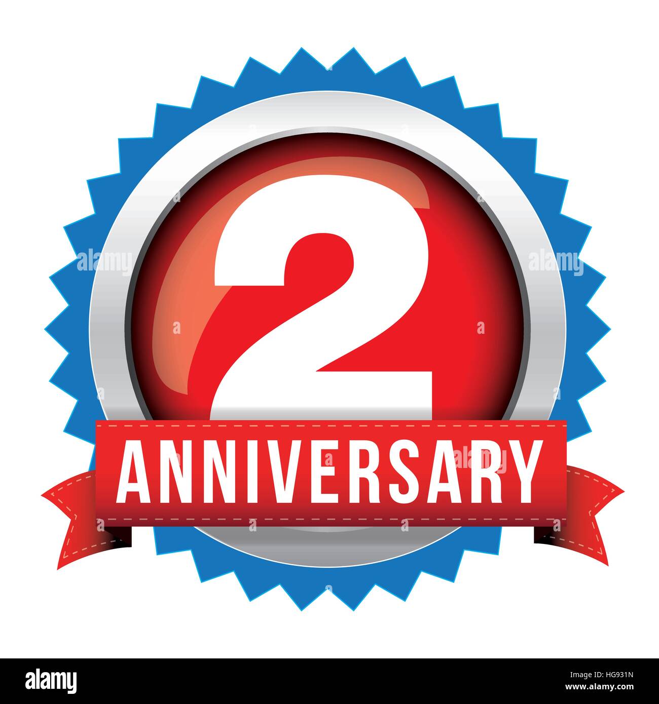 Two years anniversary badge with red ribbon Stock Vector Image & Art ...