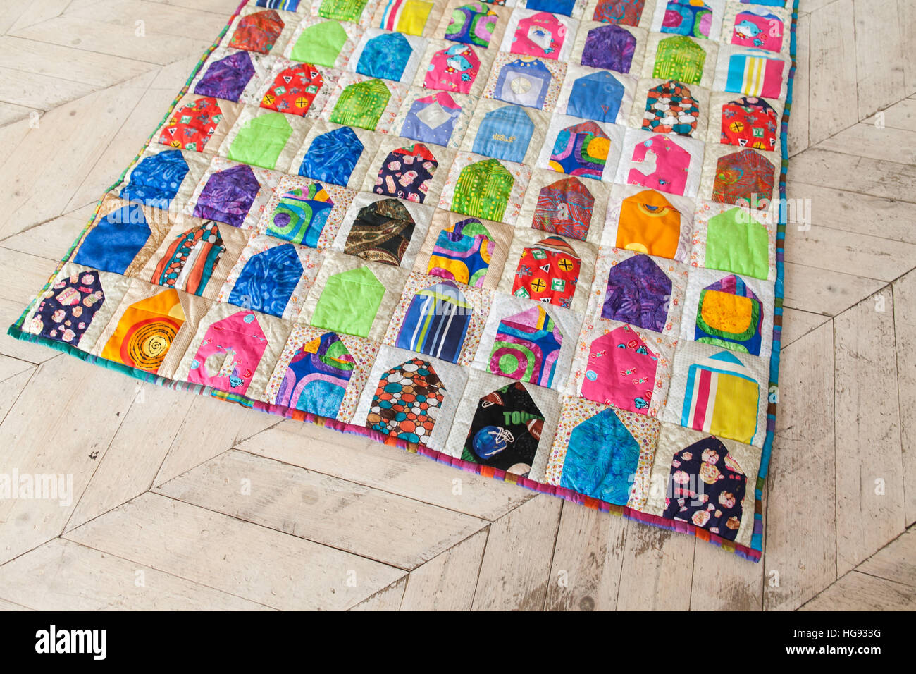 Part of patchwork quilt as background. Handmade Stock Photo - Alamy