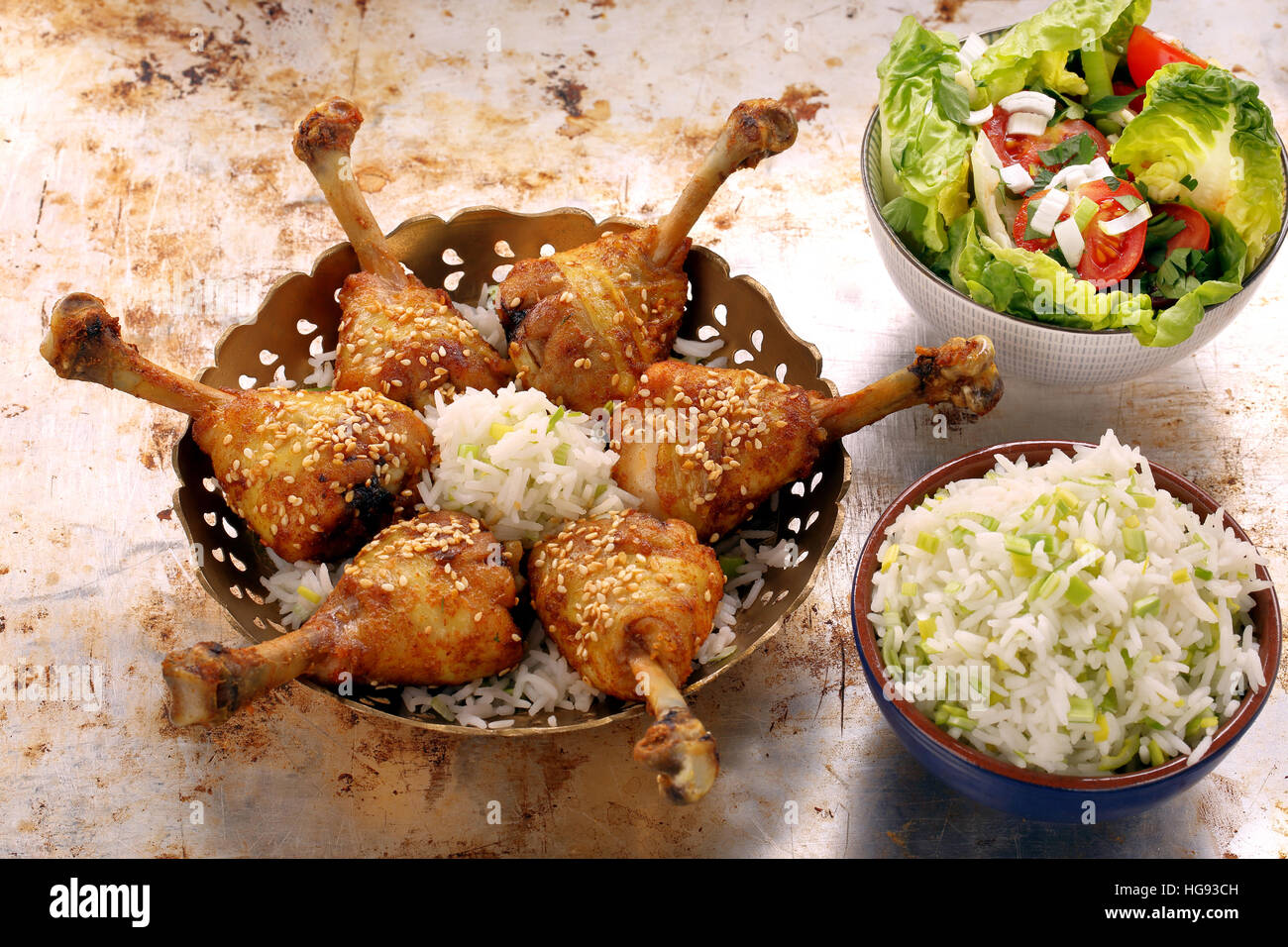 Chicken legs rice hi-res stock photography and images - Alamy