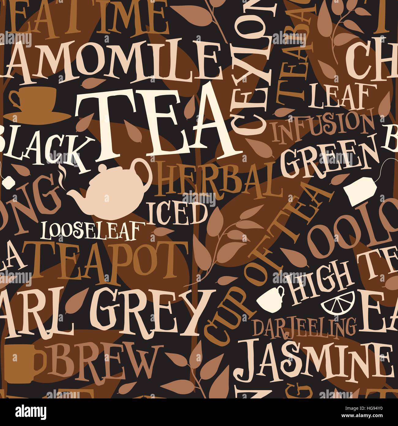 Vector seamless tile of tea words and symbols Stock Vector Image & Art ...