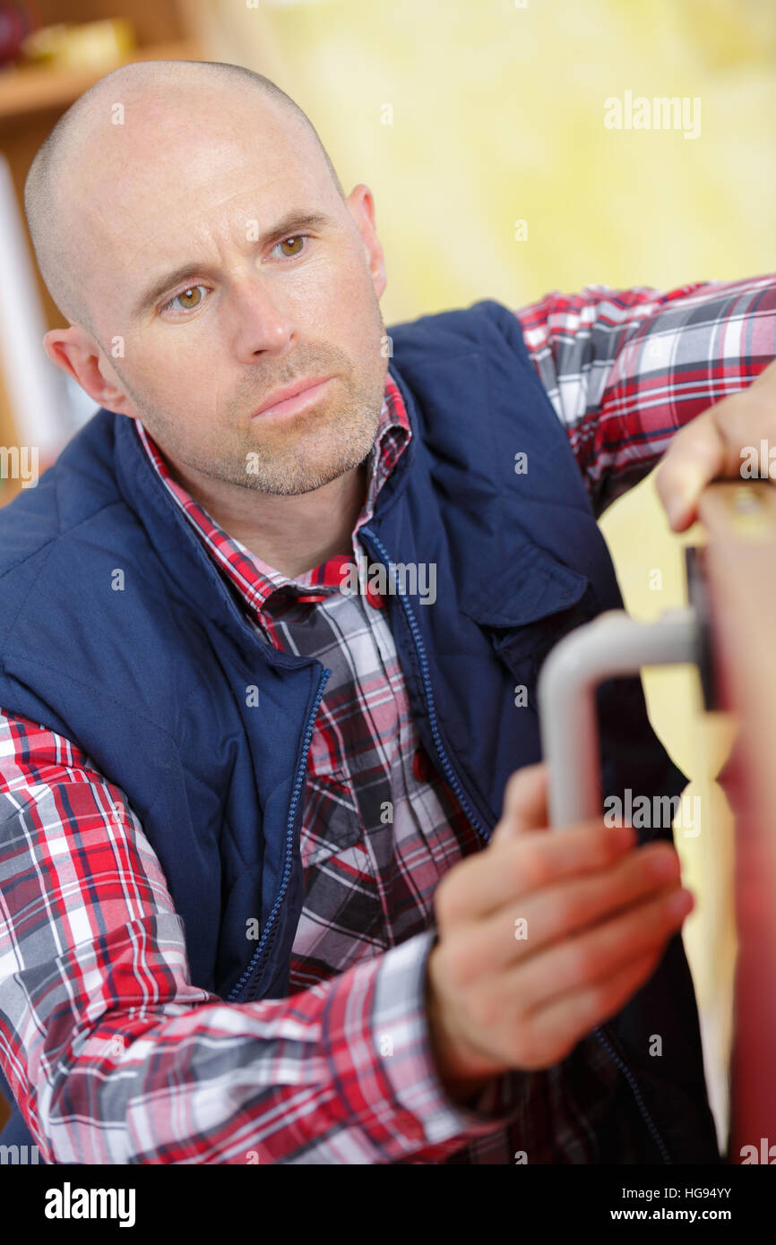 a very focused worker Stock Photo - Alamy