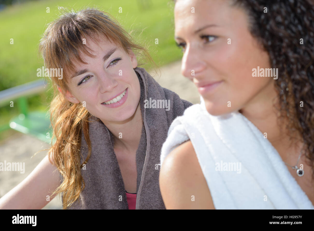 Women resting after exercise Stock Photo - Alamy