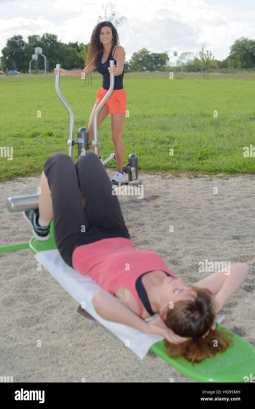 exercise with a friend Stock Photo - Alamy