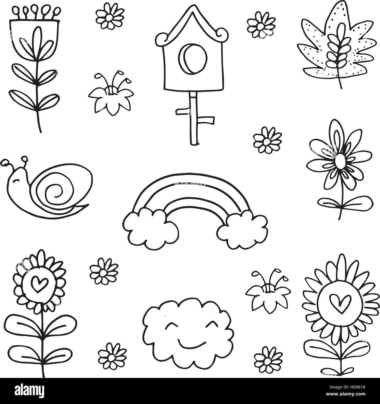 Illustration of spring element doodles Stock Vector Image & Art - Alamy