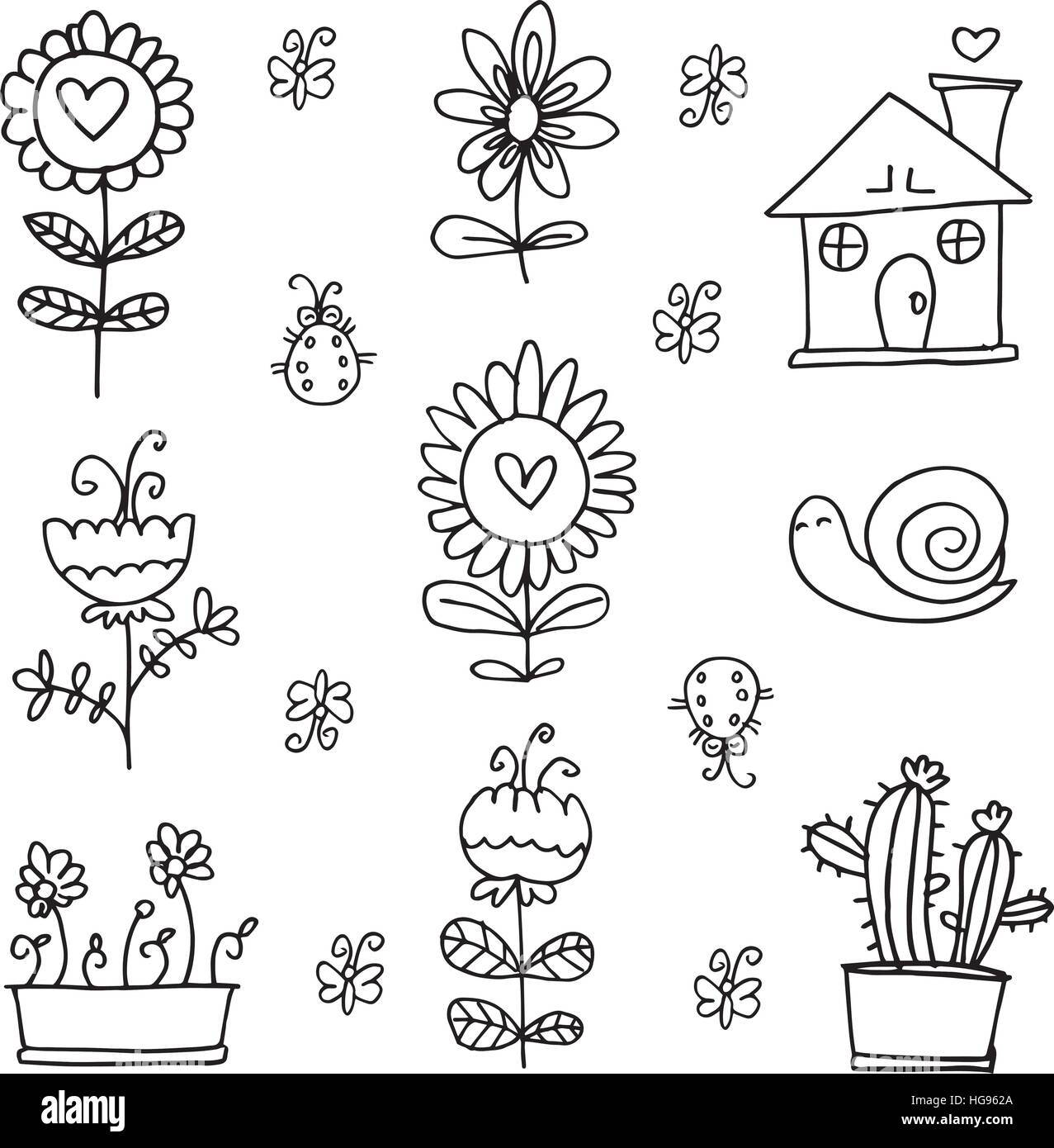 Spring hand draw doodles Stock Vector Images - Alamy