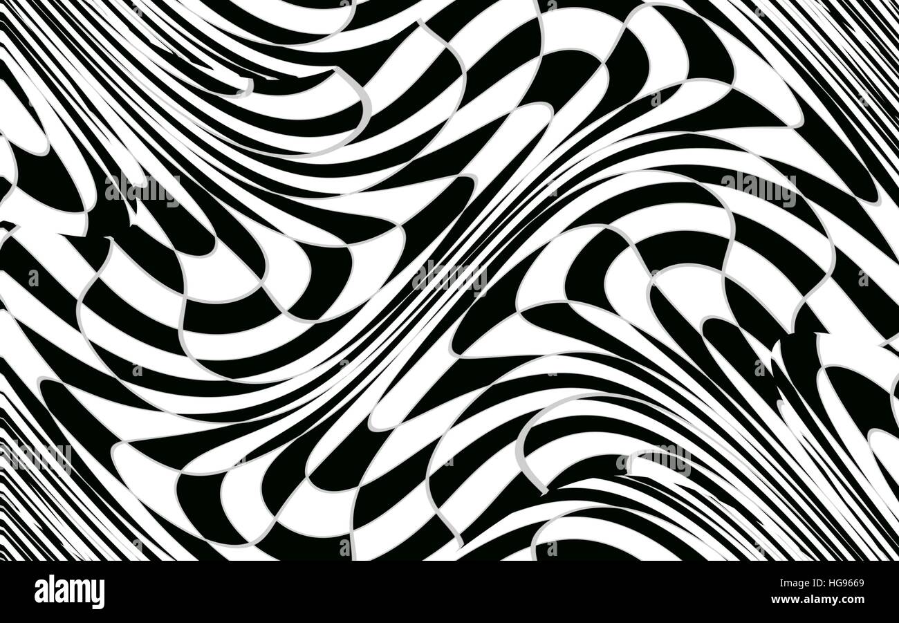 Abstract black and white checkered pattern with distortion effect Stock ...