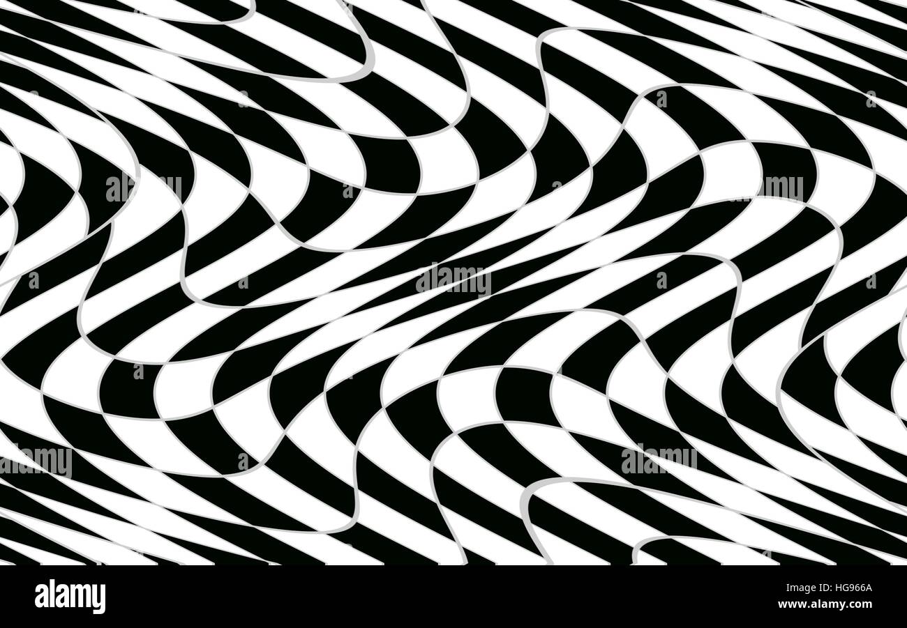Abstract black and white checkered pattern with distortion effect Stock ...