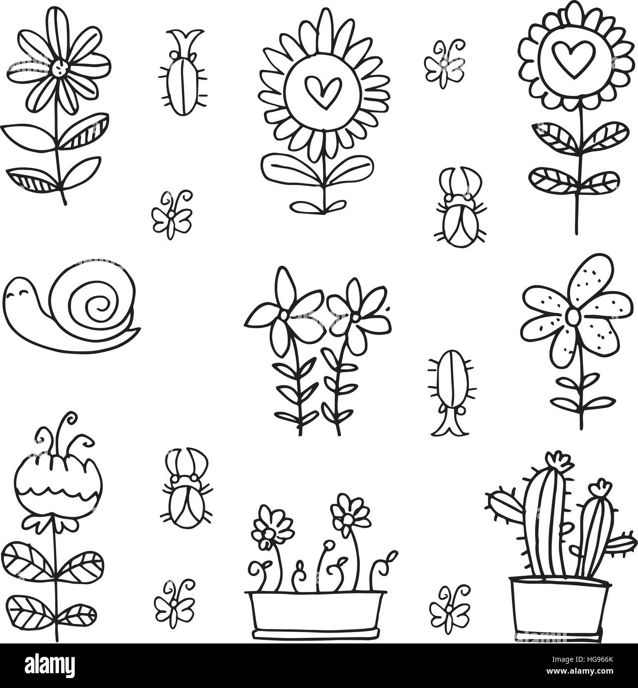 Illustration of spring hand draw doodles Stock Vector Image & Art - Alamy