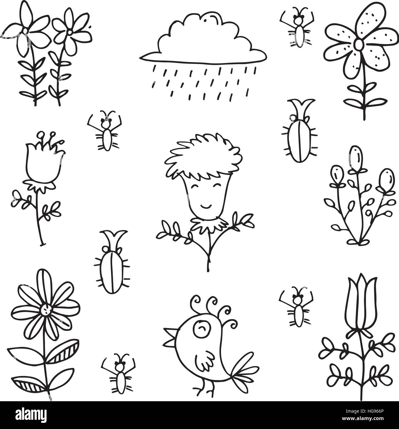 Collection of spring doodles vector flat Stock Vector Image & Art - Alamy