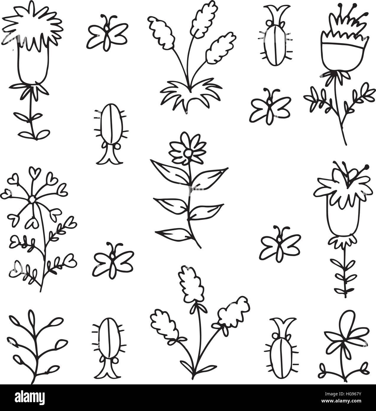 Illustration of spring flower doodles Stock Vector Image & Art - Alamy