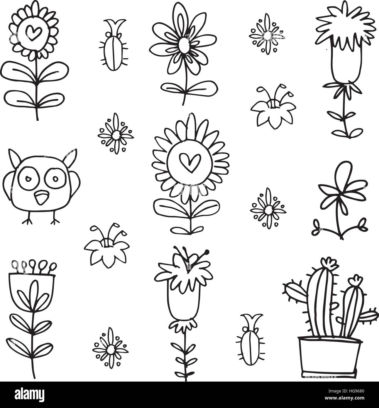 Illustration of flower hand draw doodles Stock Vector Image & Art - Alamy