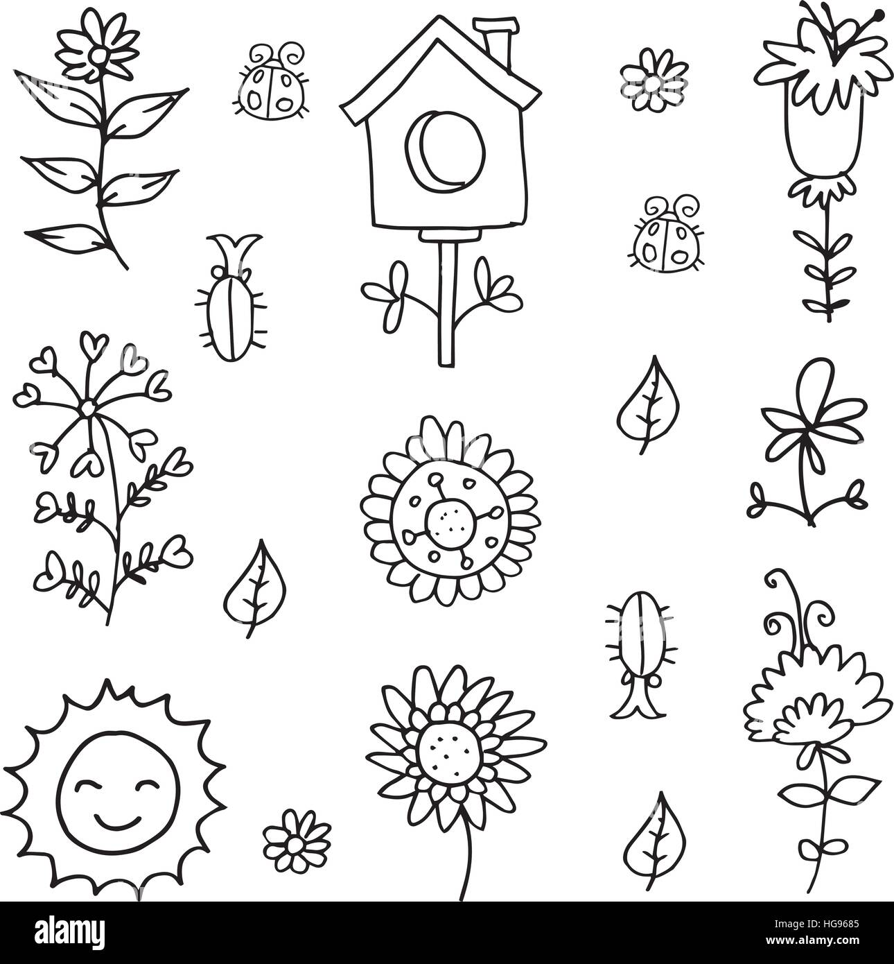 Vector flat of spring doodles Stock Vector Image & Art - Alamy