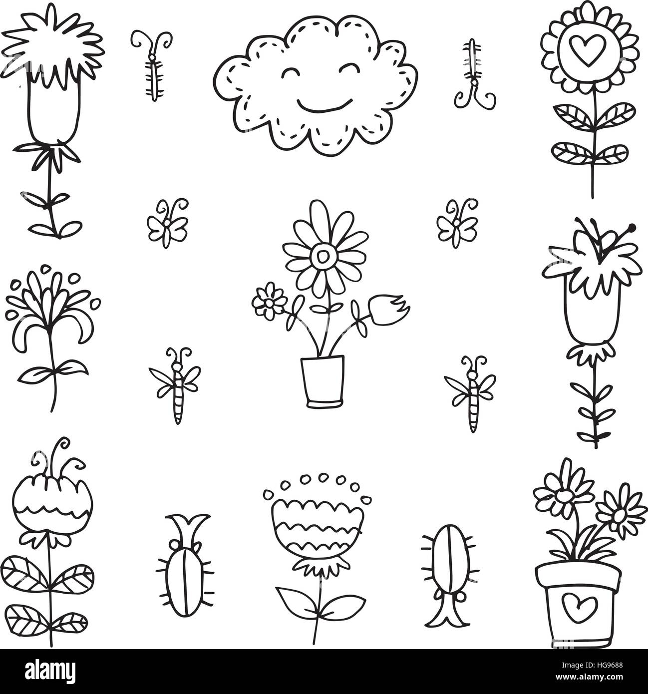 Vector art of spring doodles Stock Vector Image & Art - Alamy