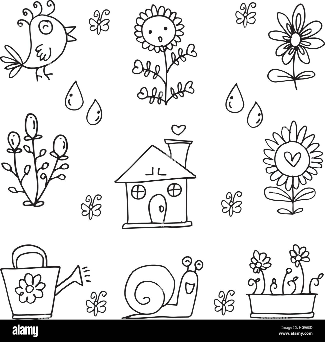 Vector illustration of spring doodles Stock Vector Image & Art - Alamy