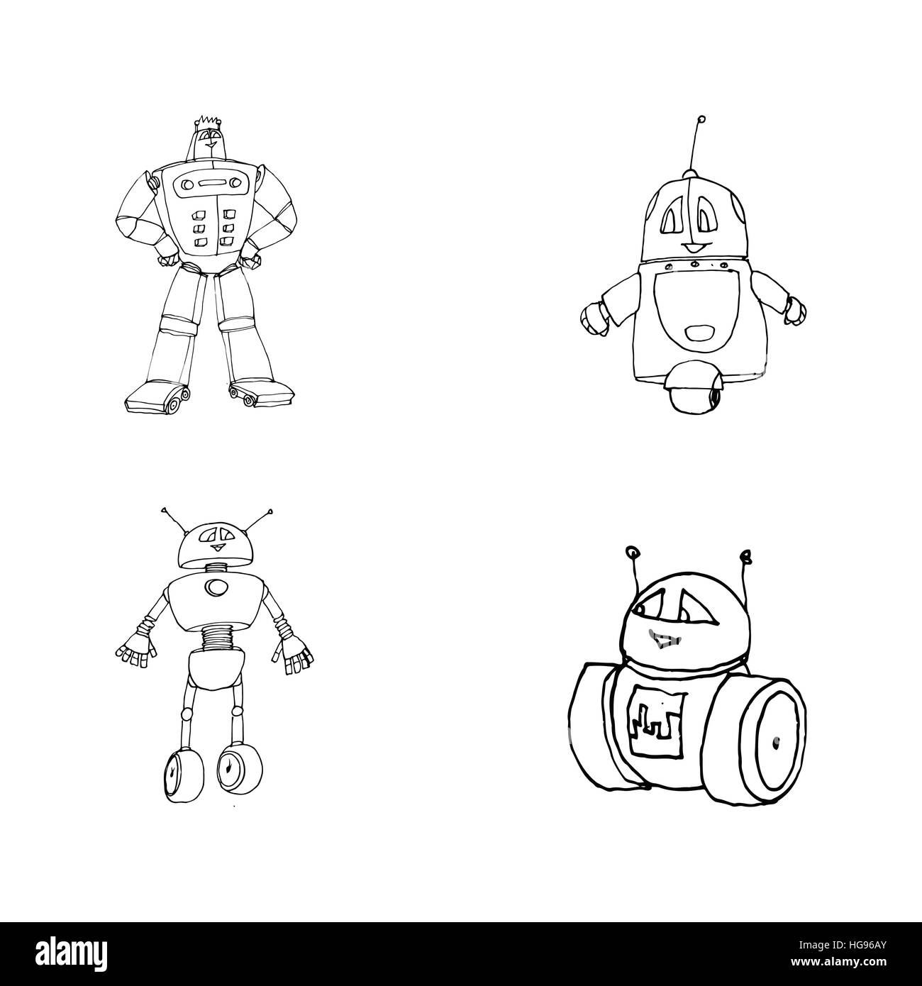 Robot doodles set Stock Vector Image & Art - Alamy
