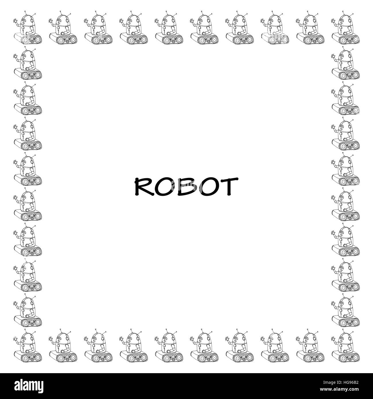 Robot doodle frame Stock Vector Image & Art - Alamy