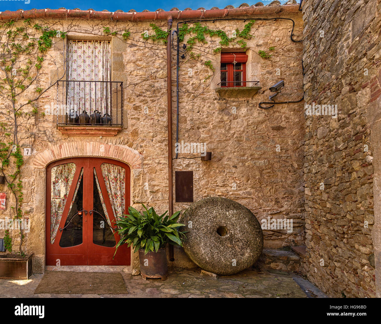 Traditional architecture of Peratallada, Girona province, Catalonia ...