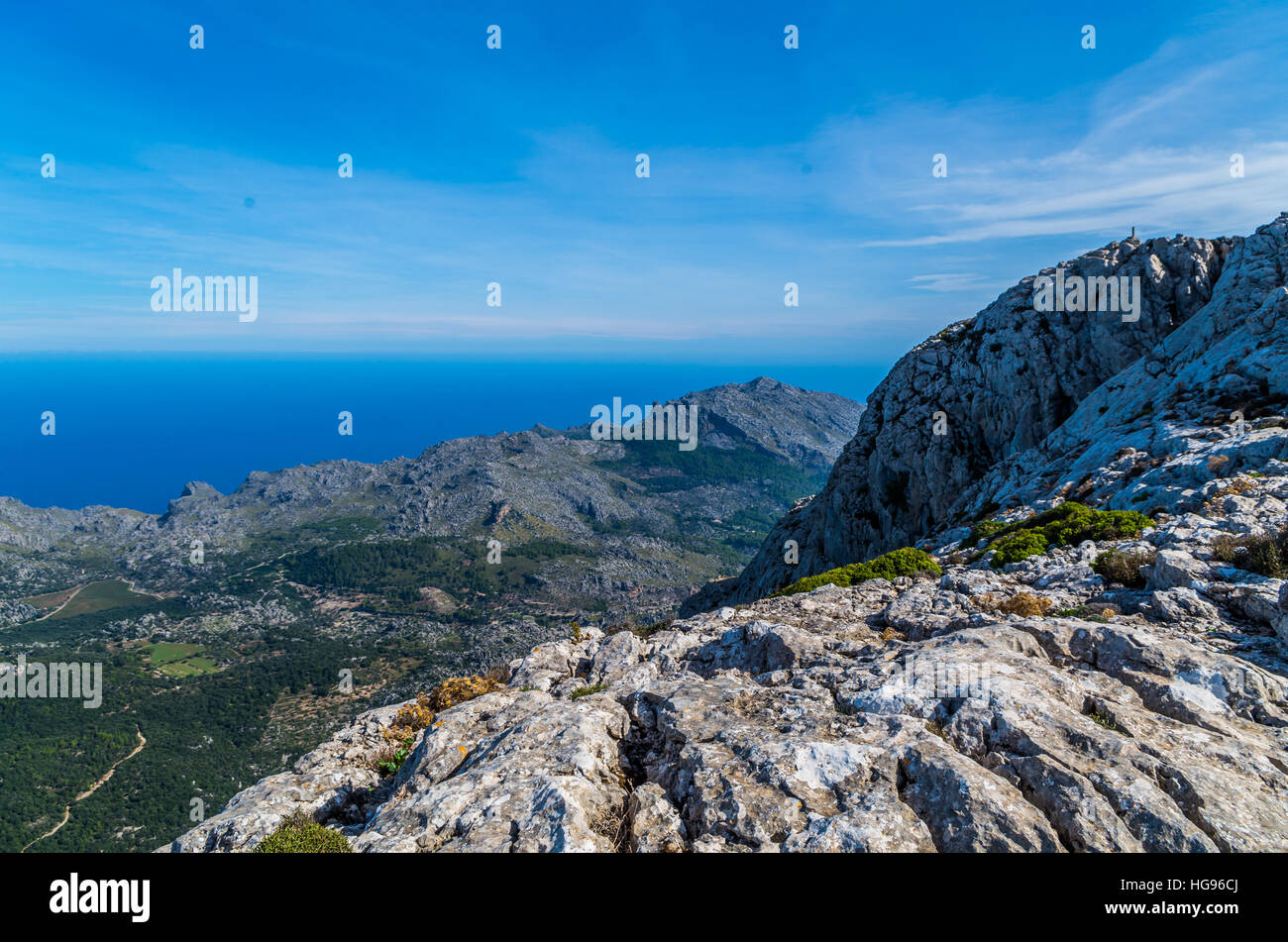 Beautiful panorama from the GR 221 Tramuntana mountains, Mallorca ...