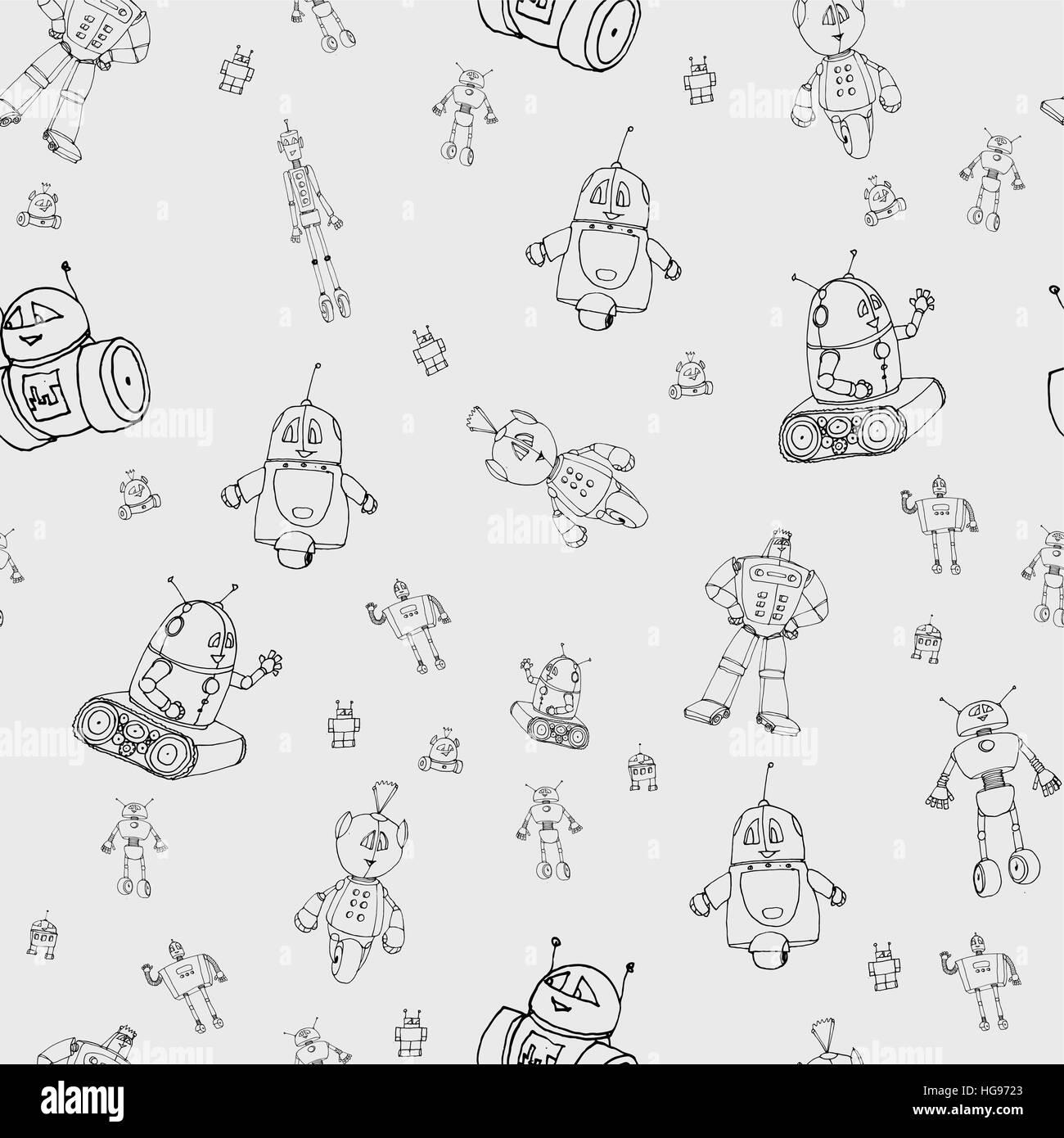 Robot doodles pattern Stock Vector Image & Art - Alamy