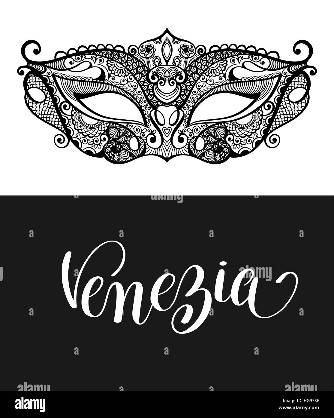venezia calligraphy brush lettering text design element and carn Stock ...