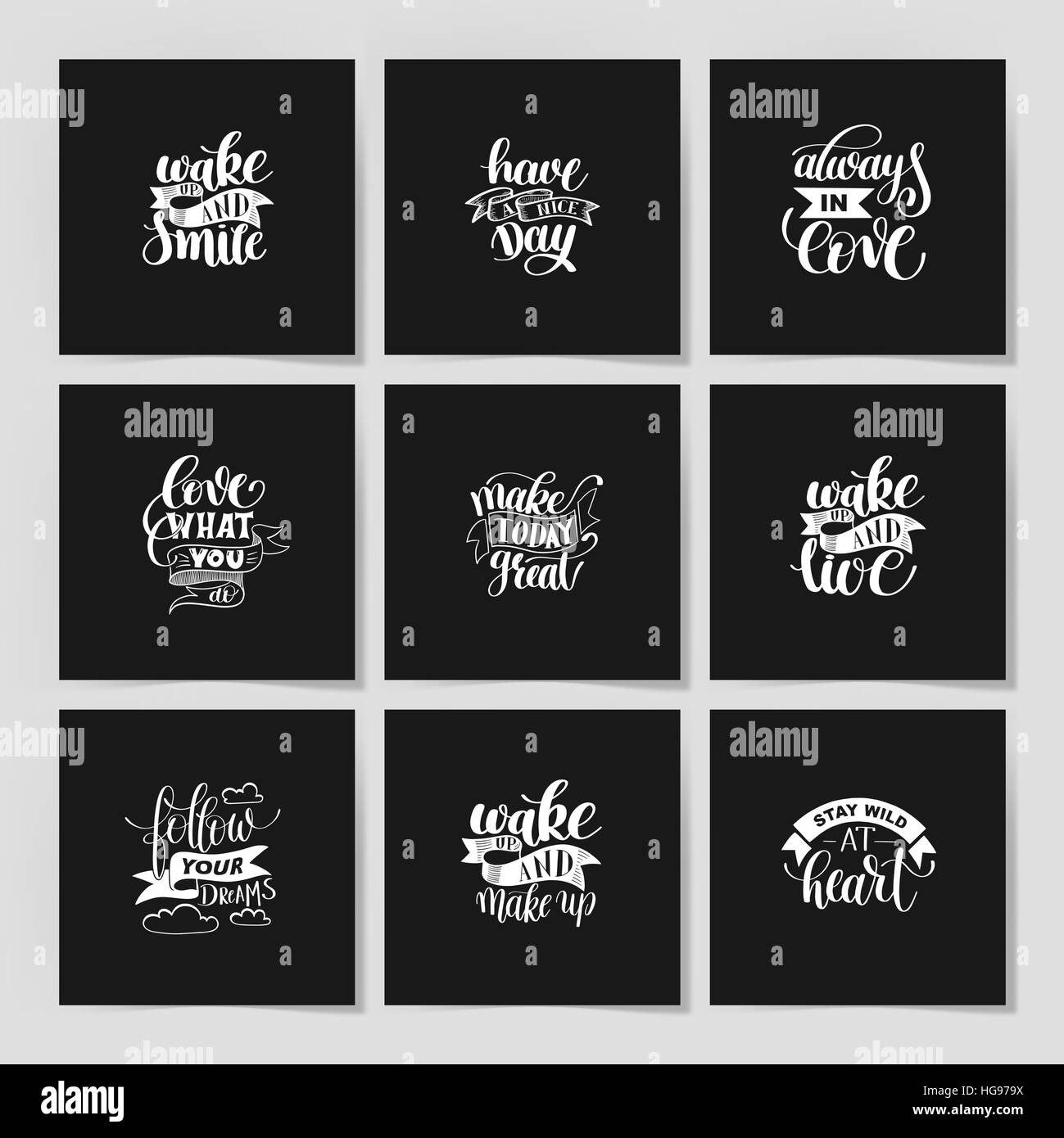 set of handwritten lettering positive quote about life Stock Vector ...
