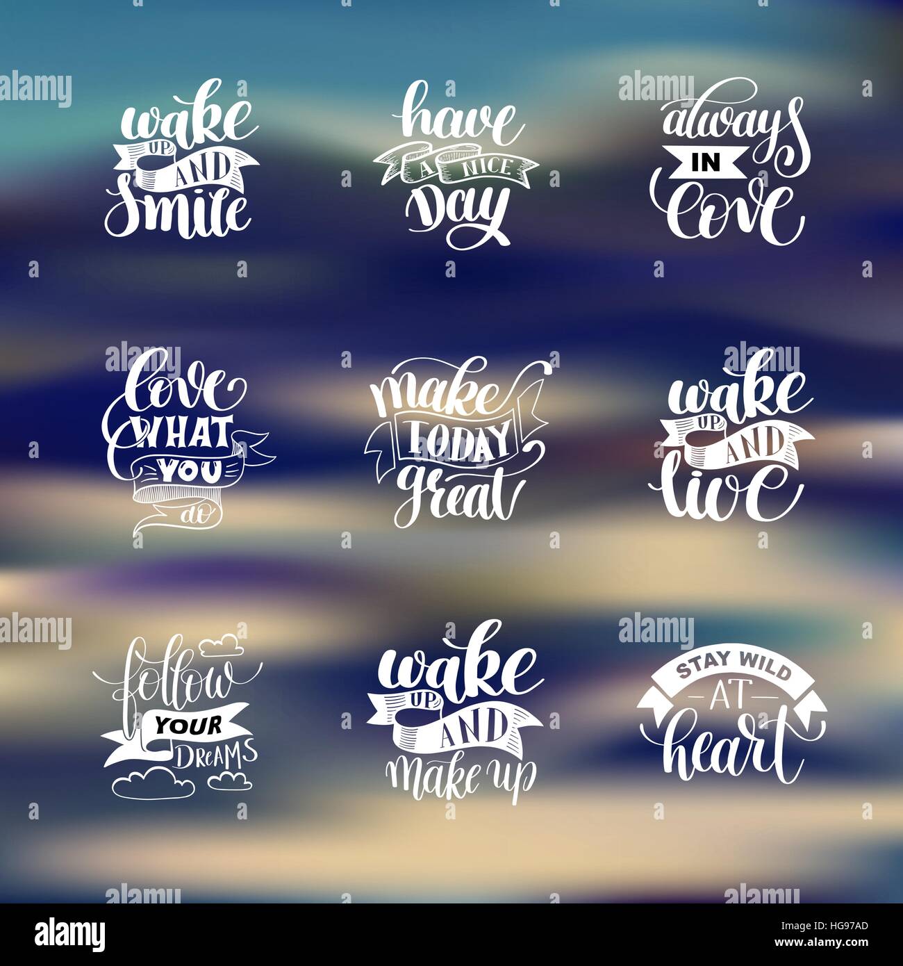 set of handwritten lettering positive quote about life Stock Vector ...