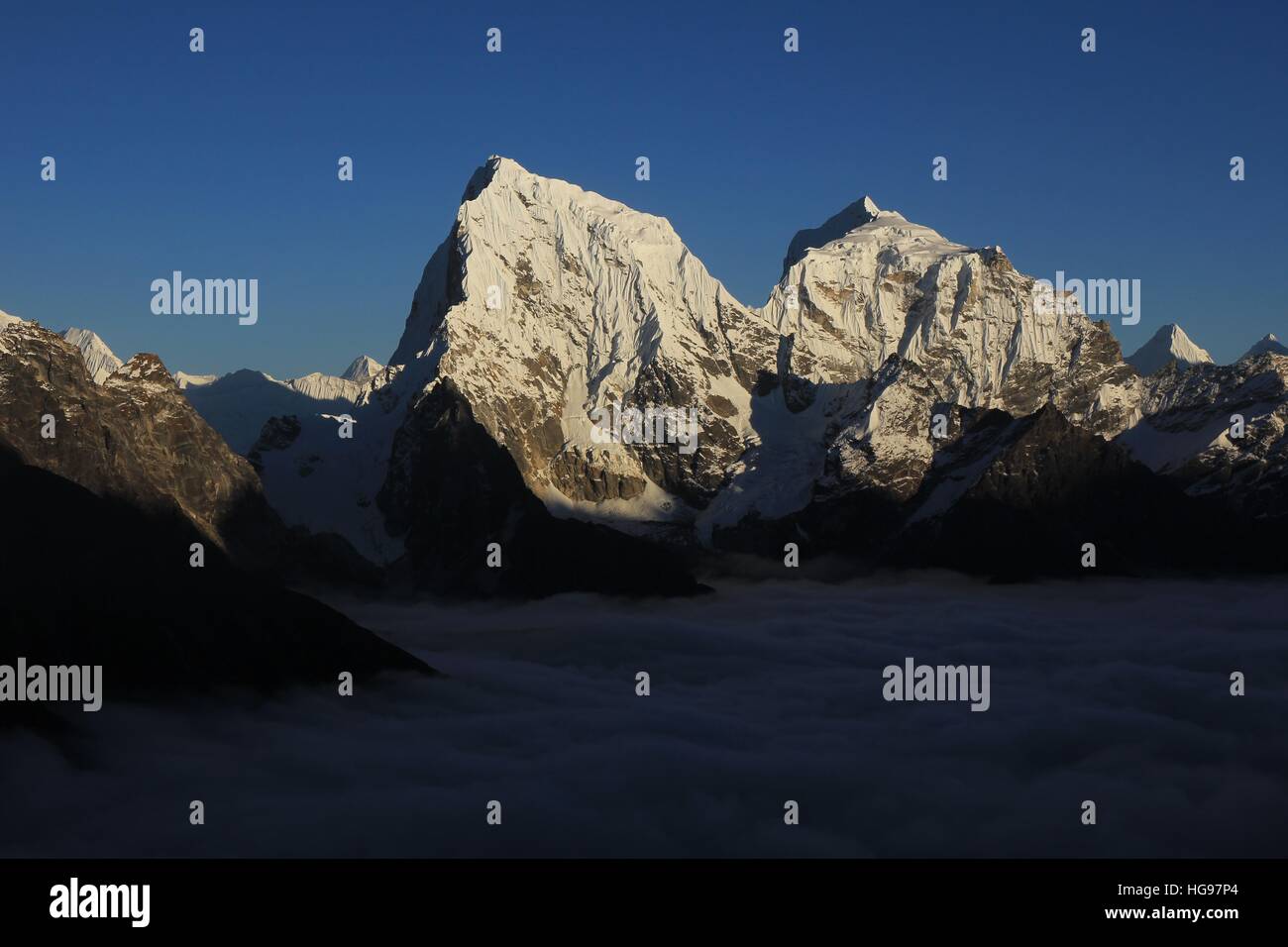 View from Gokyo Ri, Everest National Park. Snow covered mountains ...