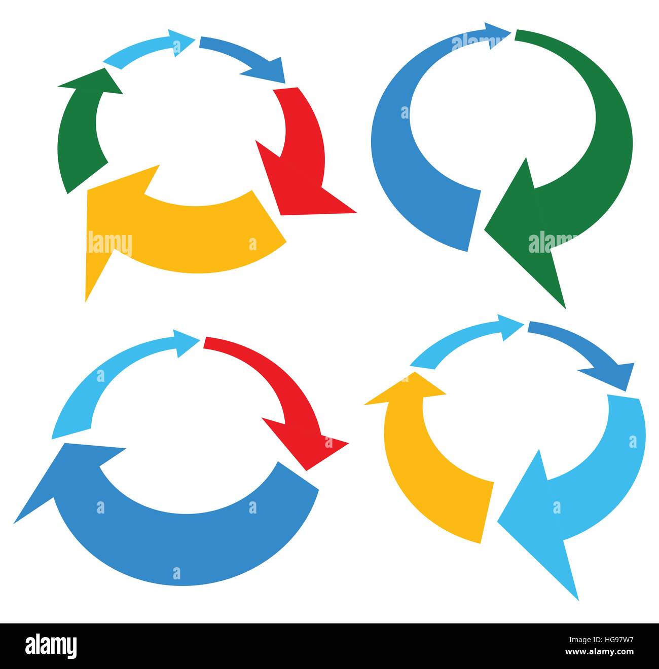 Set of 4 version circular arrow, circle arrow elements Stock Vector ...