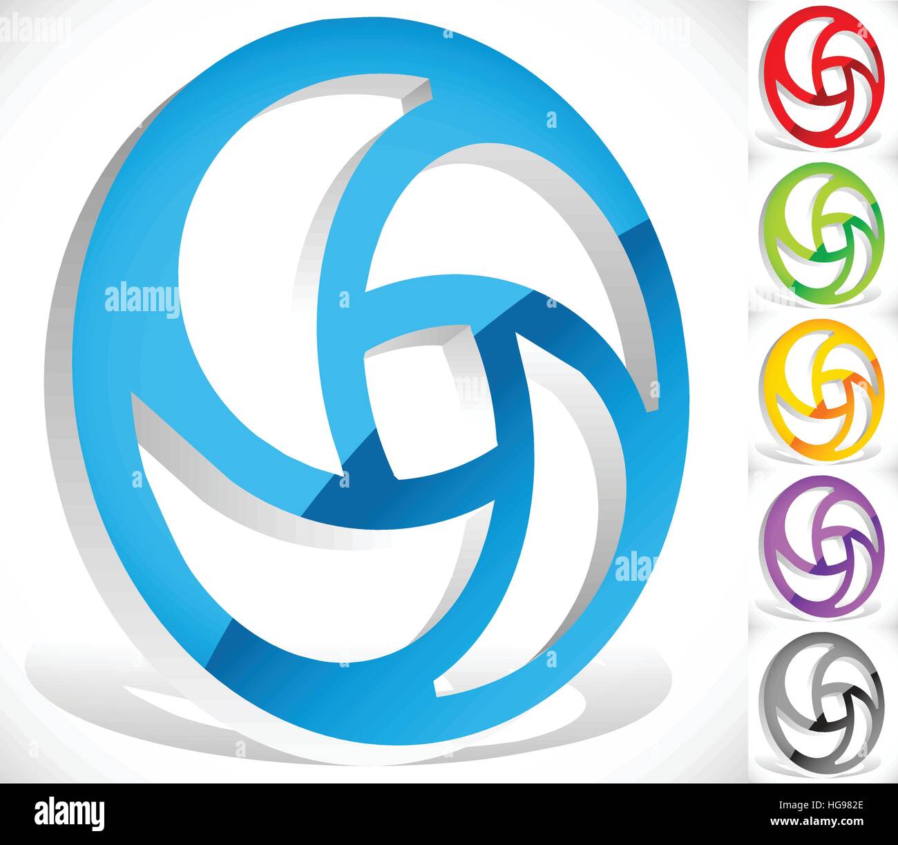 Colorful circular logo for technology concepts with contour version ...