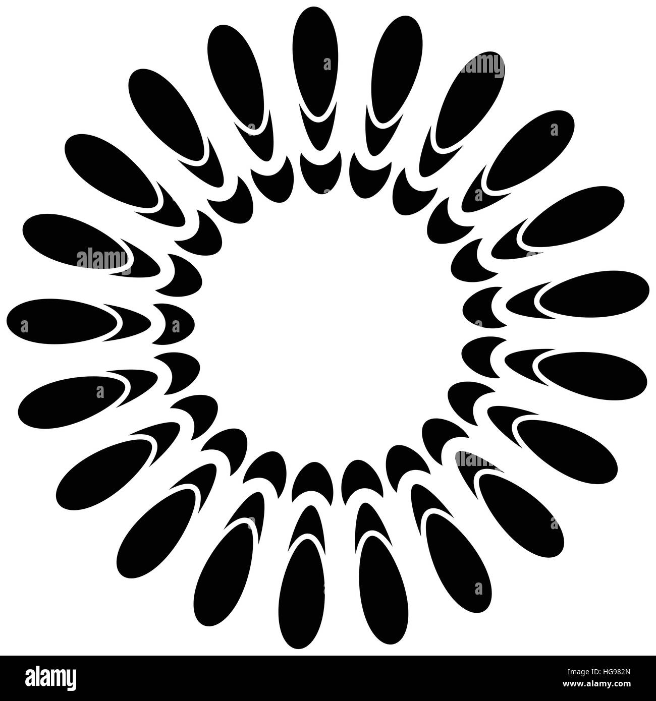 Circular geometric element(s), rotating radiating shapes on white Stock ...