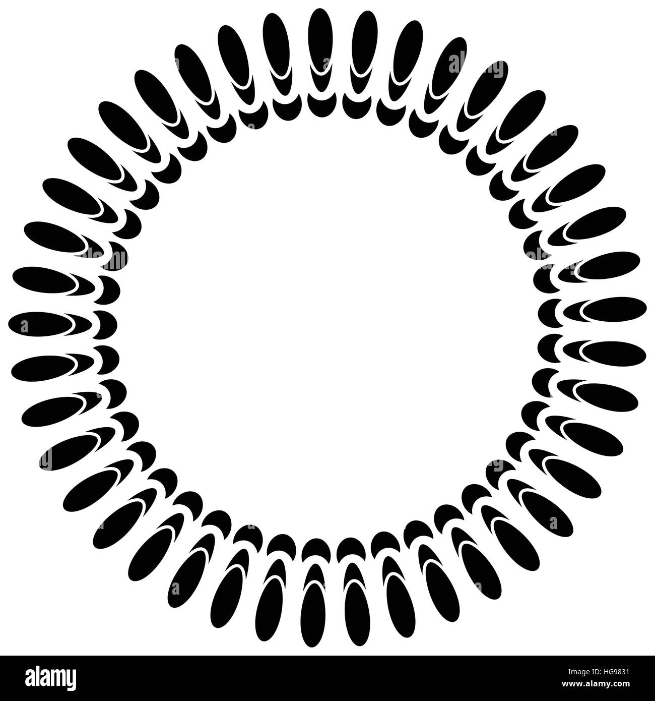 Circular geometric element(s), rotating radiating shapes on white Stock ...