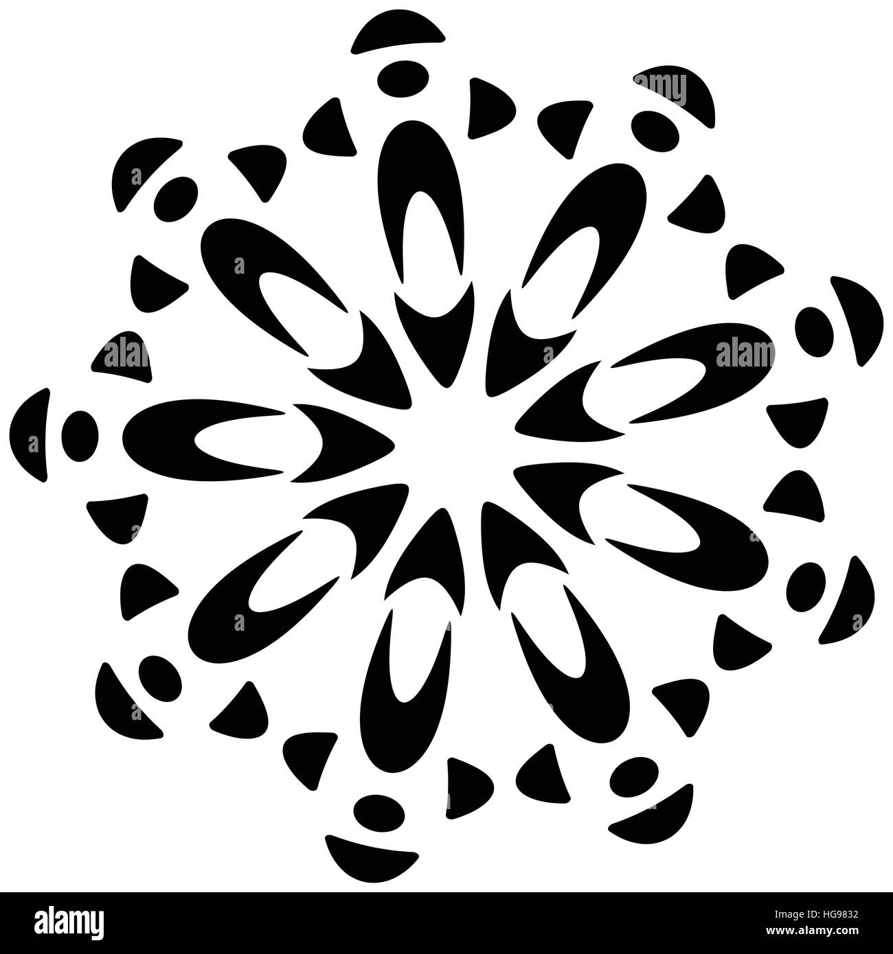Circular geometric element(s), rotating radiating shapes on white Stock ...