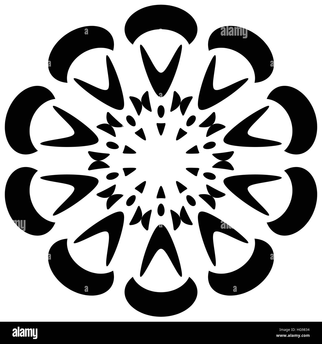 Circular geometric element(s), rotating radiating shapes on white Stock ...