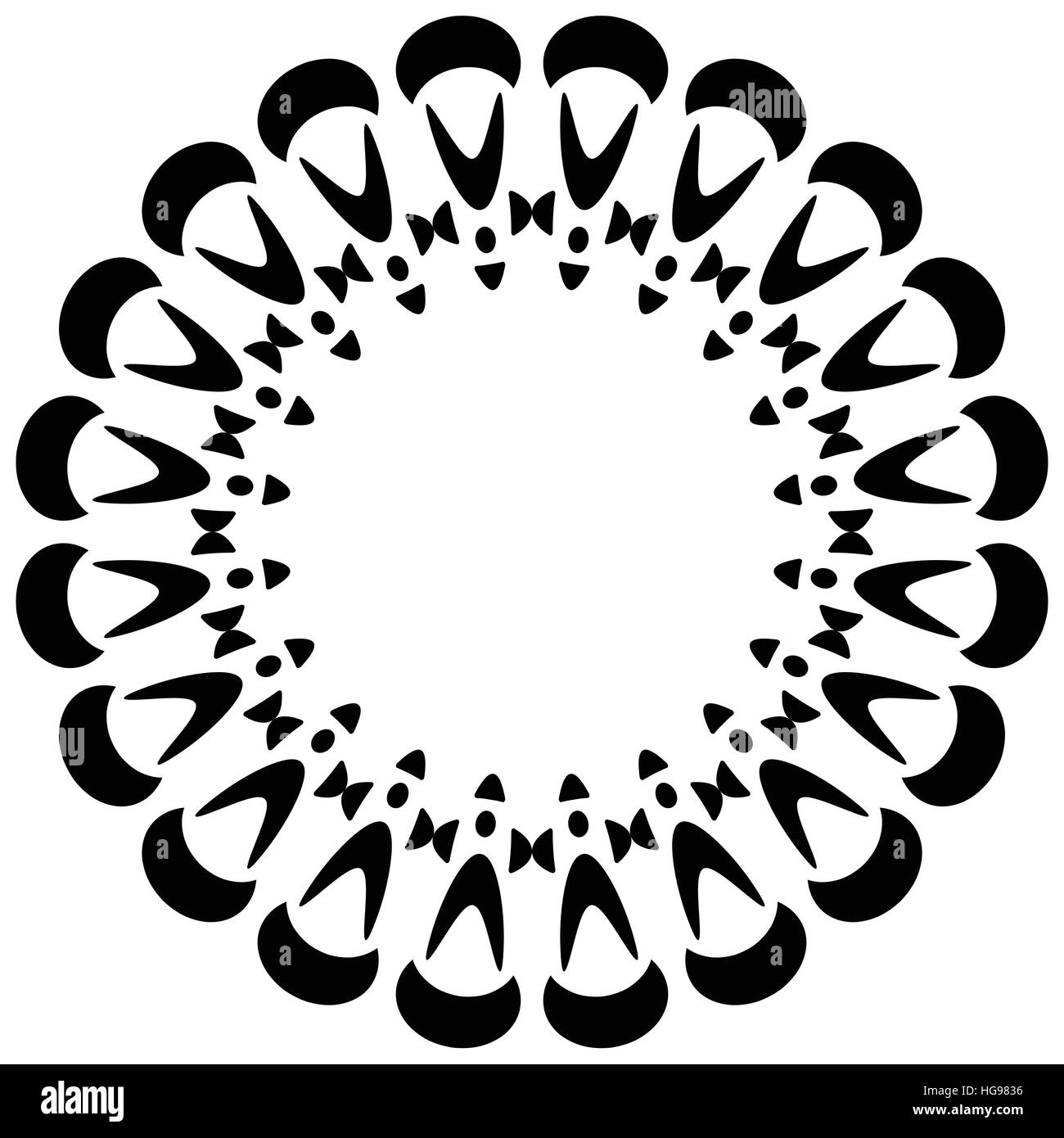 Circular geometric element(s), rotating radiating shapes on white Stock ...