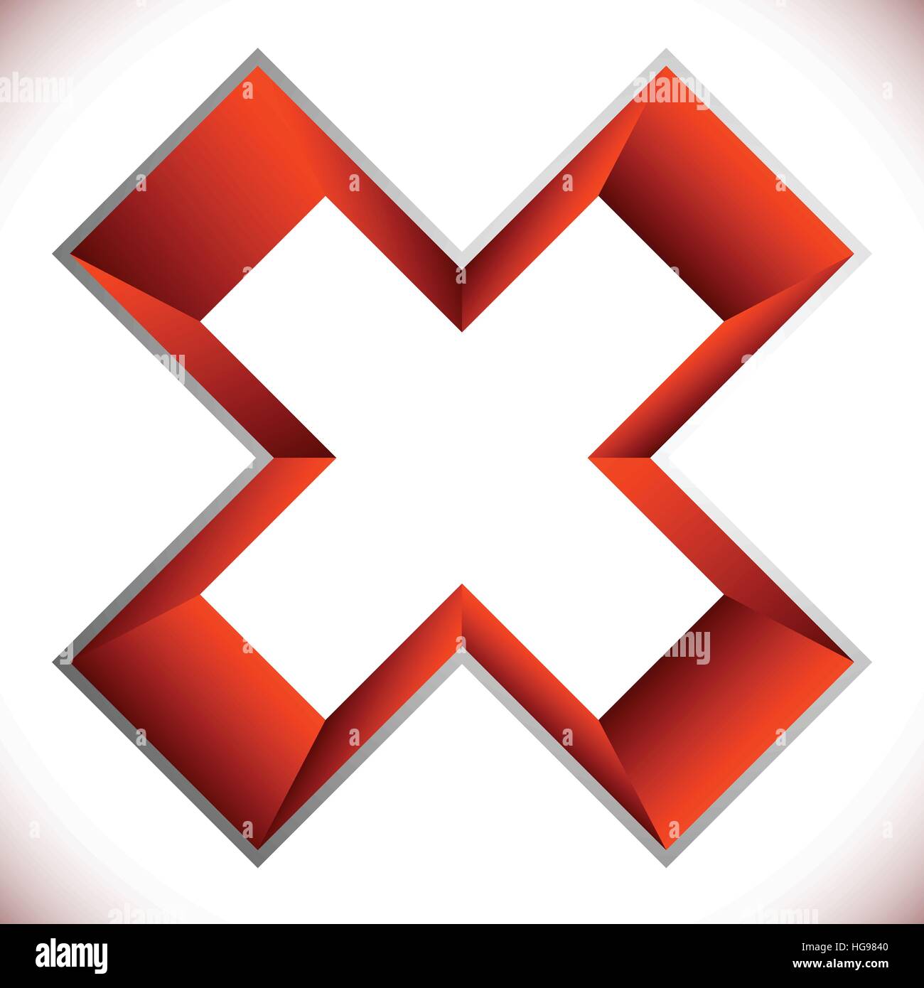 3d outline cross icon – Contour of X shape, X letter with colored ...