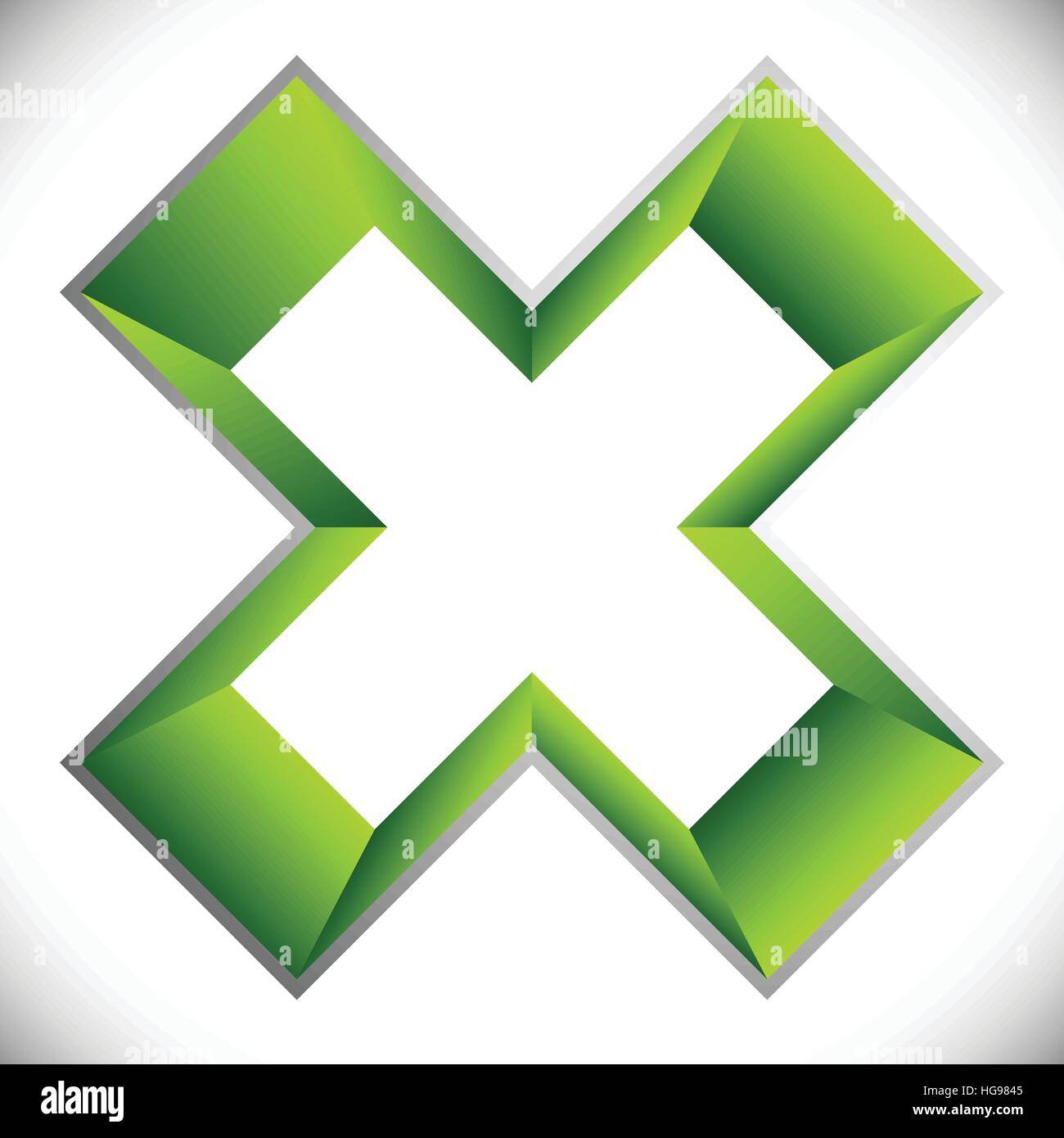 3d outline cross icon – Contour of X shape, X letter with colored ...