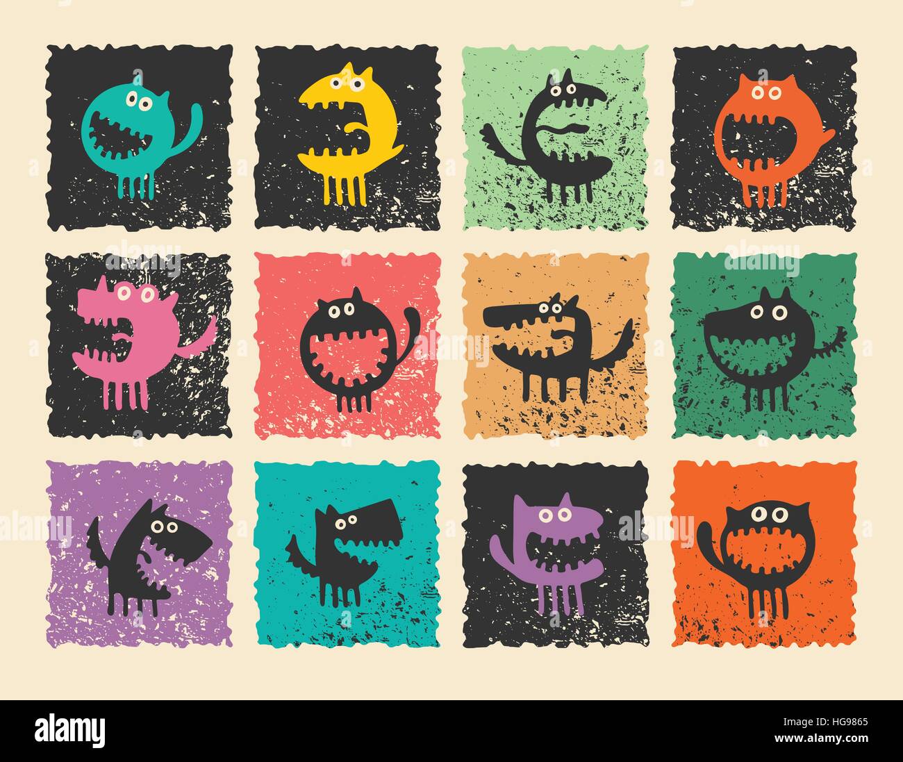 logos with funny monsters Stock Vector Image & Art - Alamy