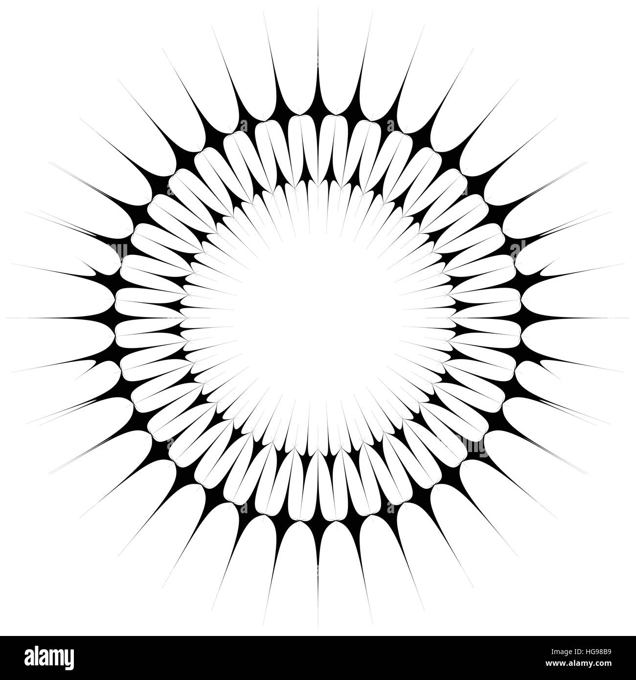 Circular geometric element(s), rotating radiating shapes on white Stock ...