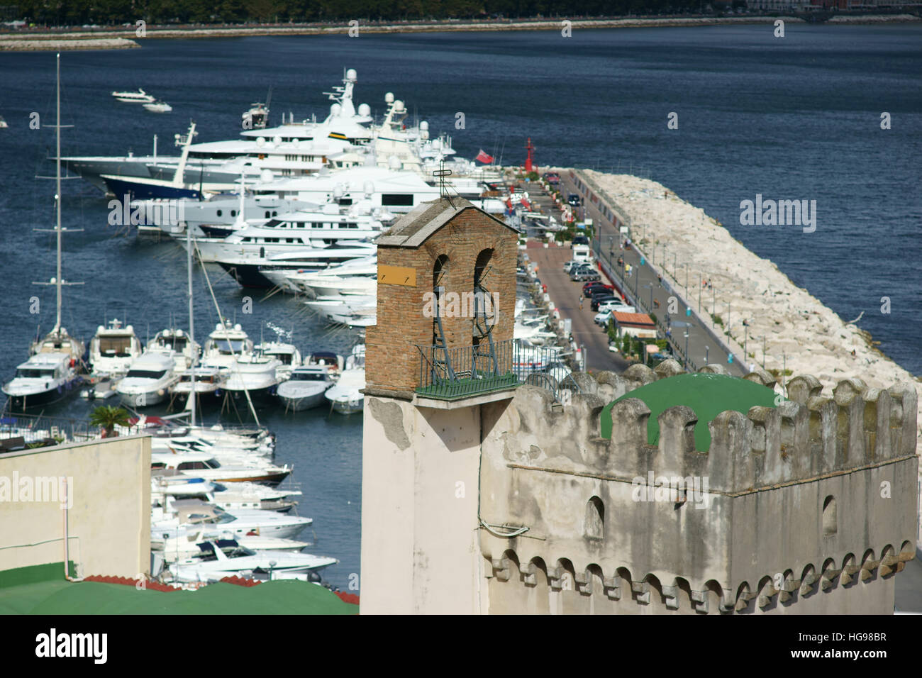 Naples, Italy, panorama, bay. Port of Mergellina and Santa Maria del ...