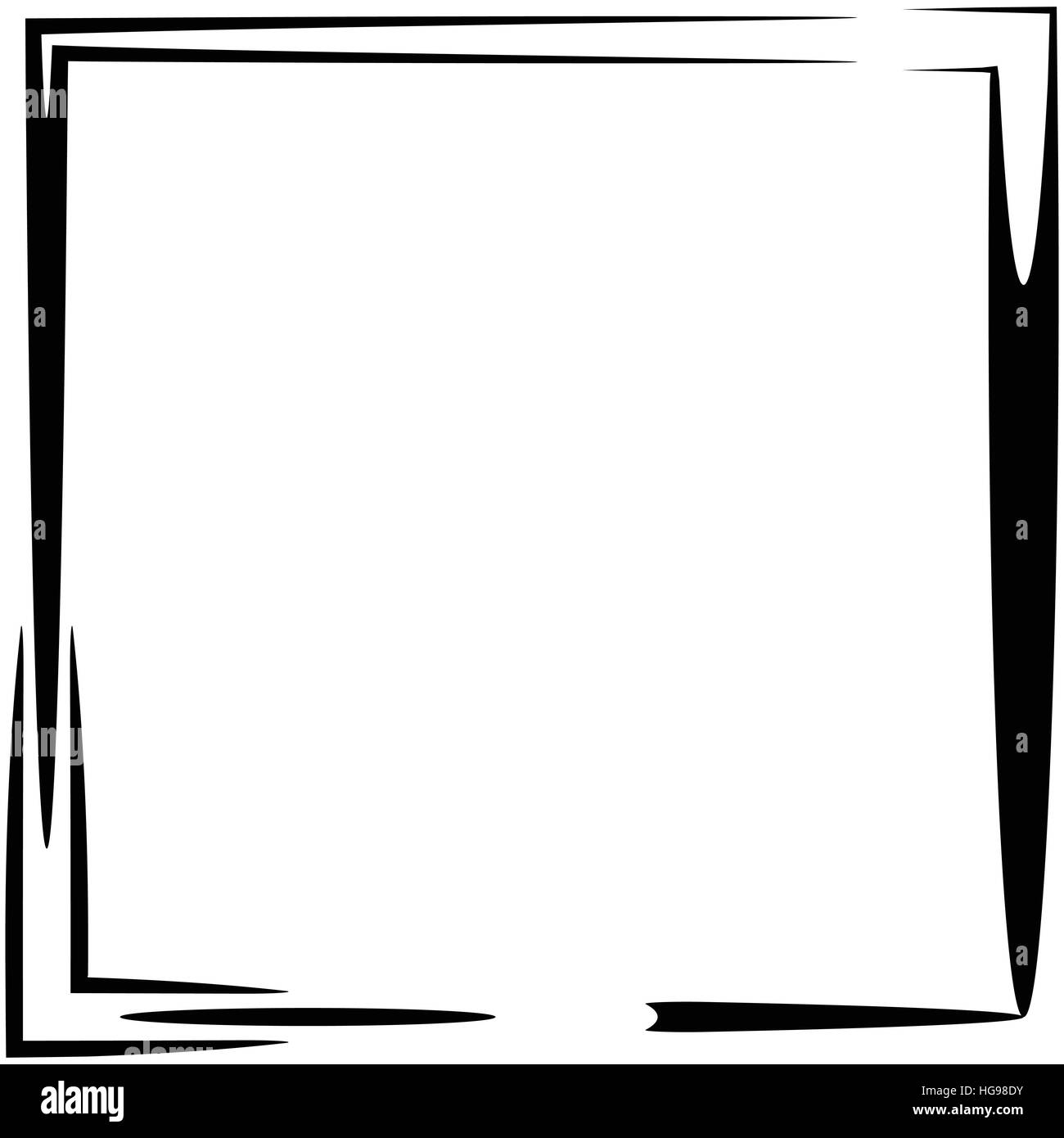 Grungy, irregular frames, borders with painted look over white Stock ...