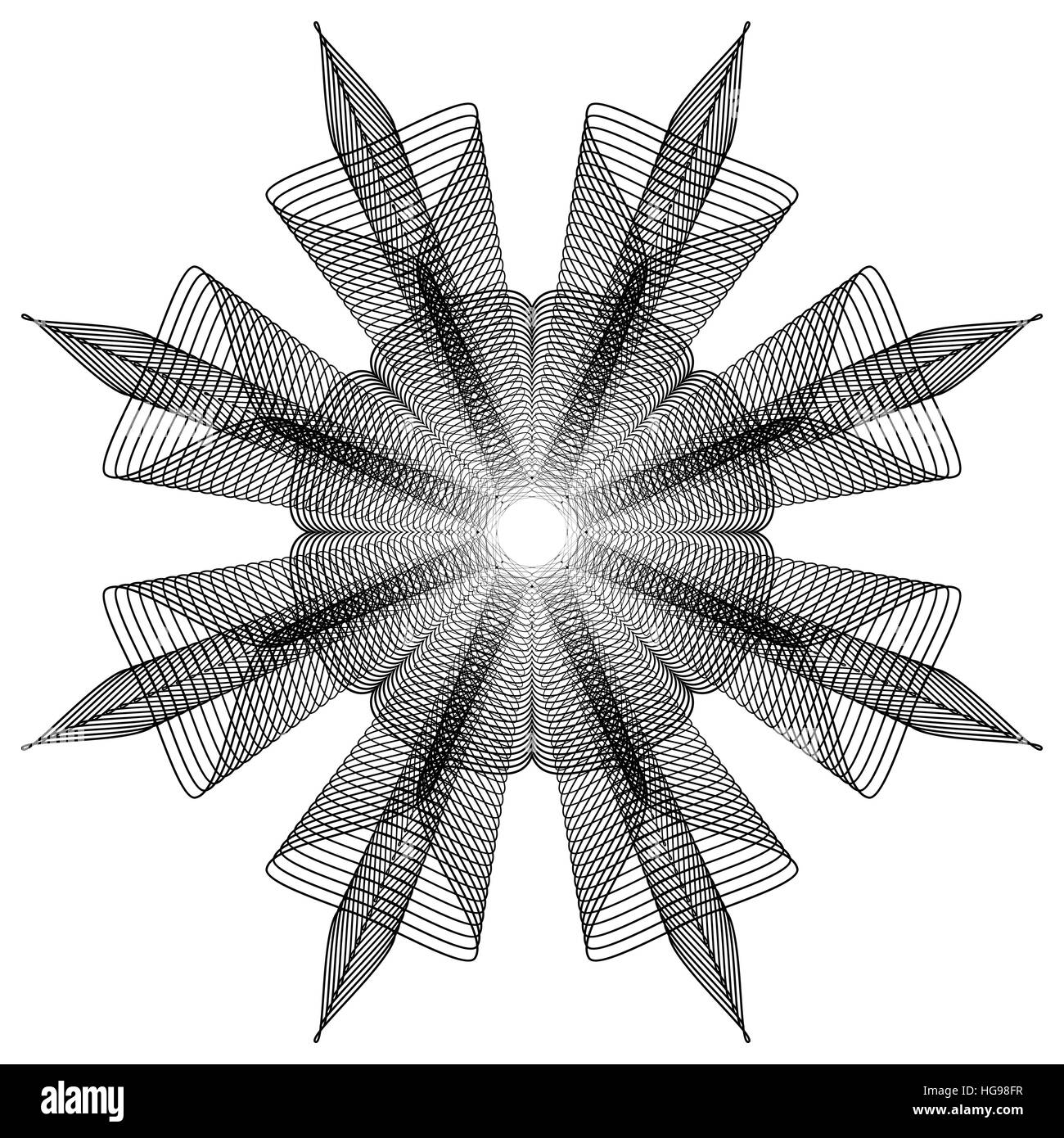 Circular geometric element(s), rotating radiating shapes on white Stock ...