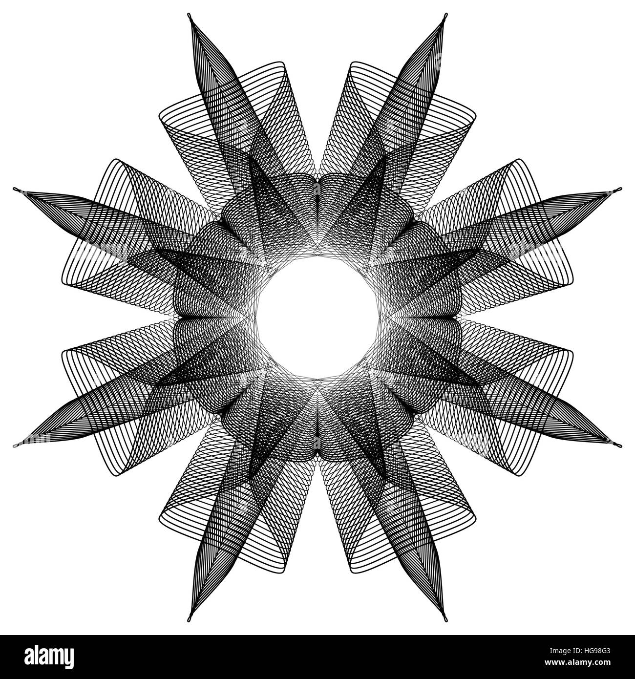 Circular geometric element(s), rotating radiating shapes on white Stock ...
