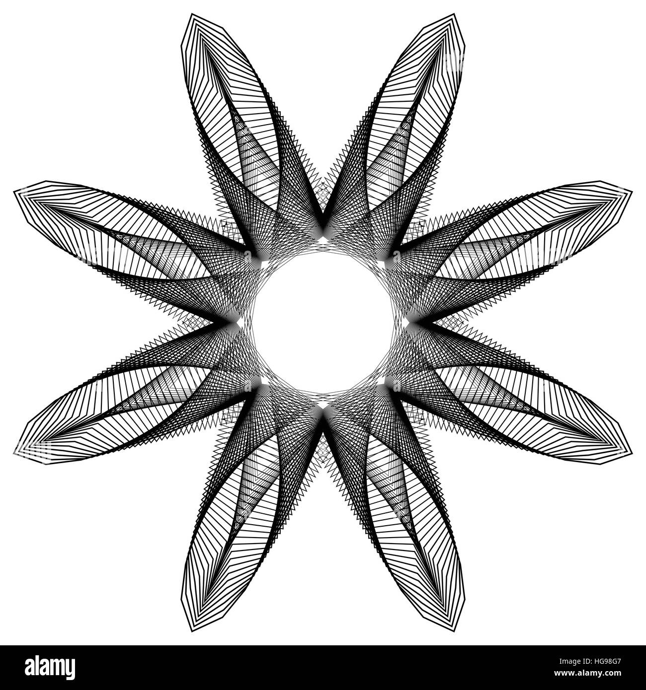 Circular geometric element(s), rotating radiating shapes on white Stock ...