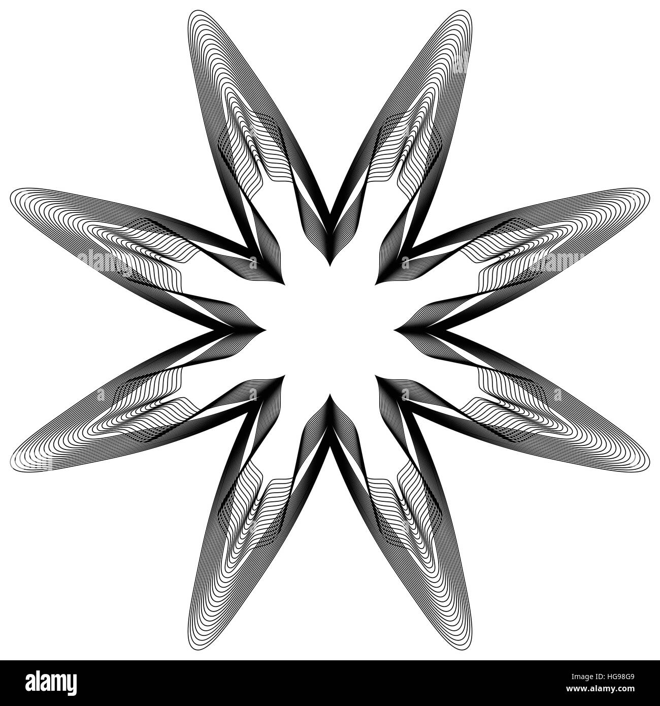 Circular geometric element(s), rotating radiating shapes on white Stock ...