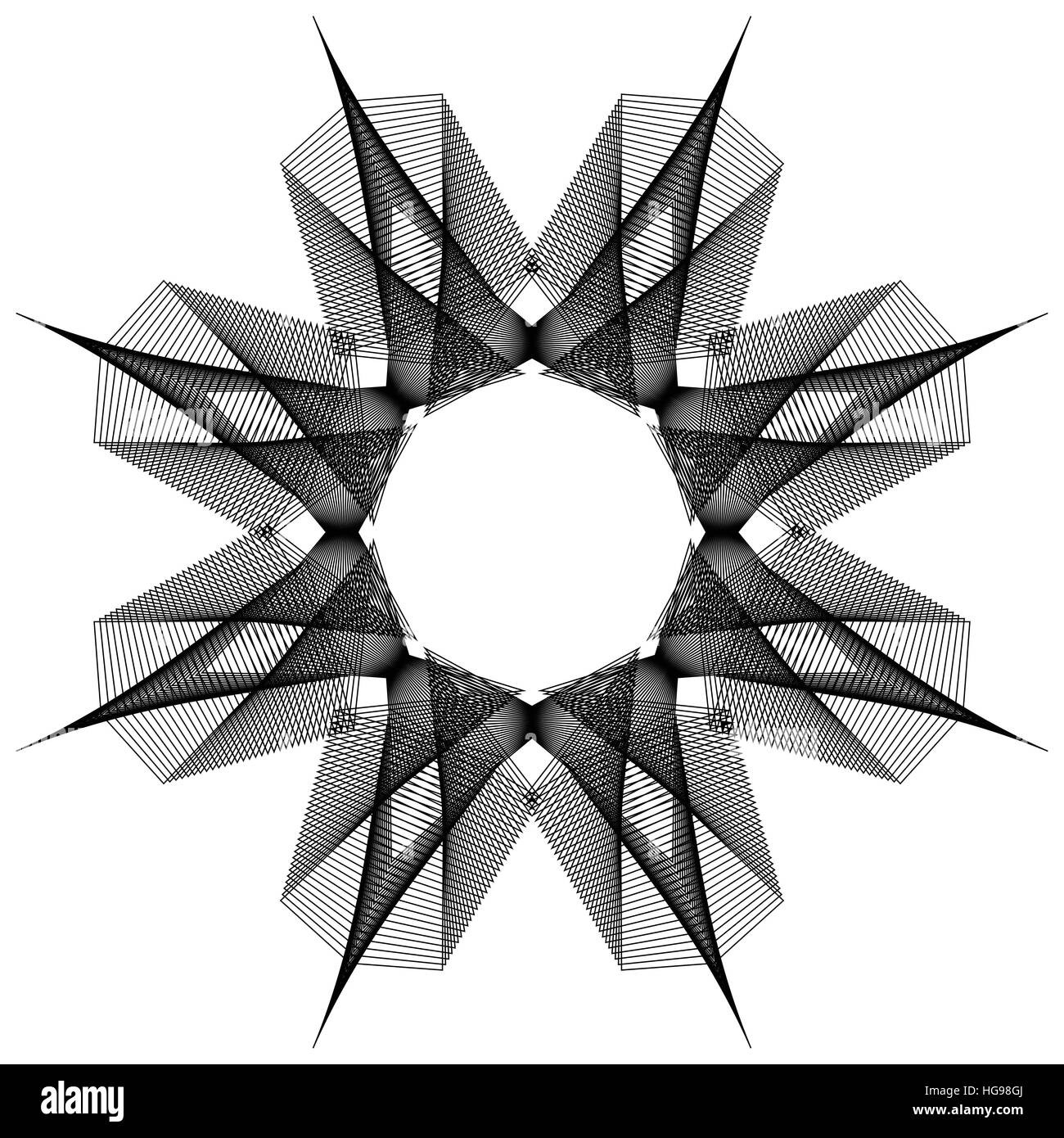 Circular geometric element(s), rotating radiating shapes on white Stock ...