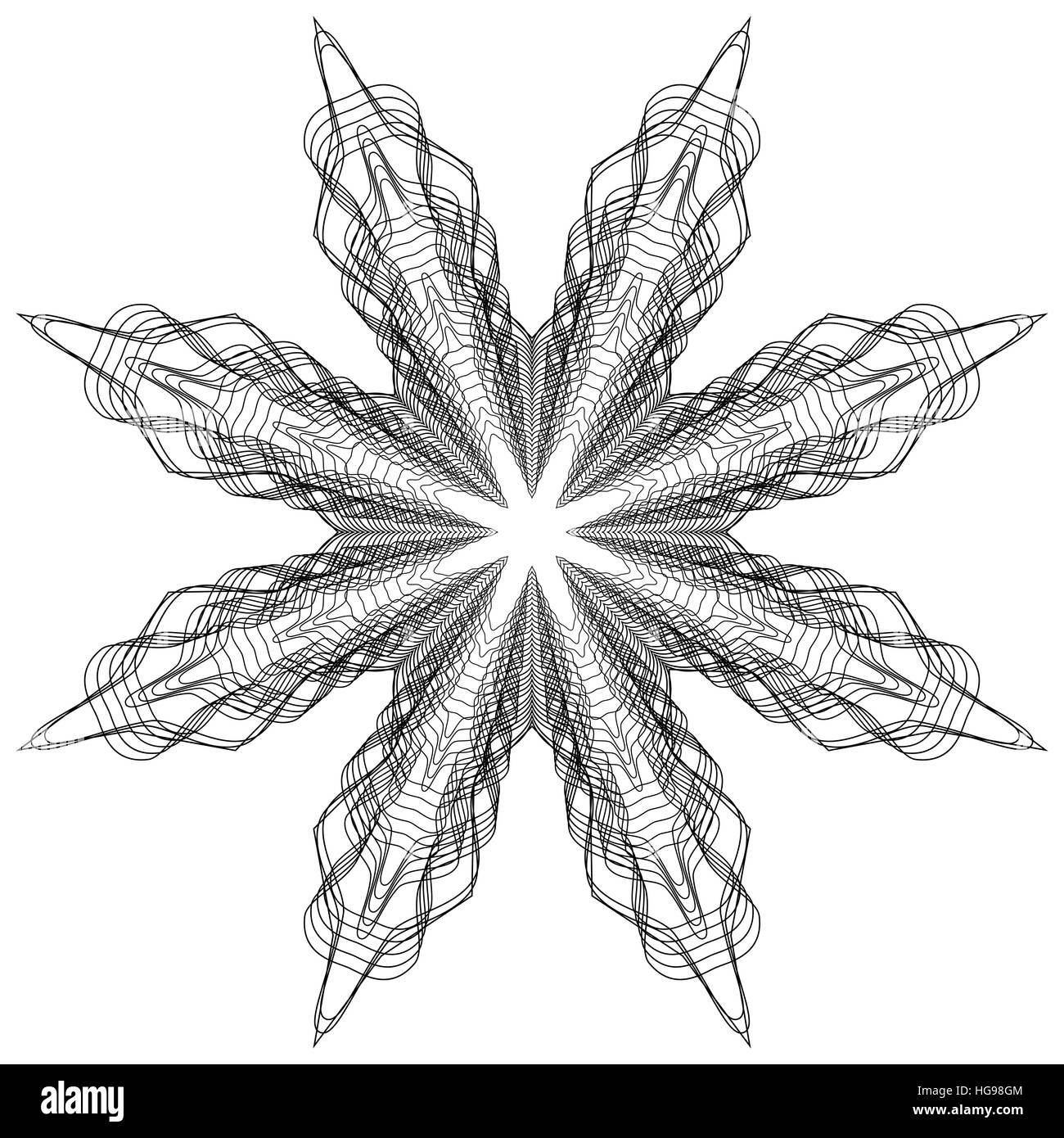 Circular geometric element(s), rotating radiating shapes on white Stock ...