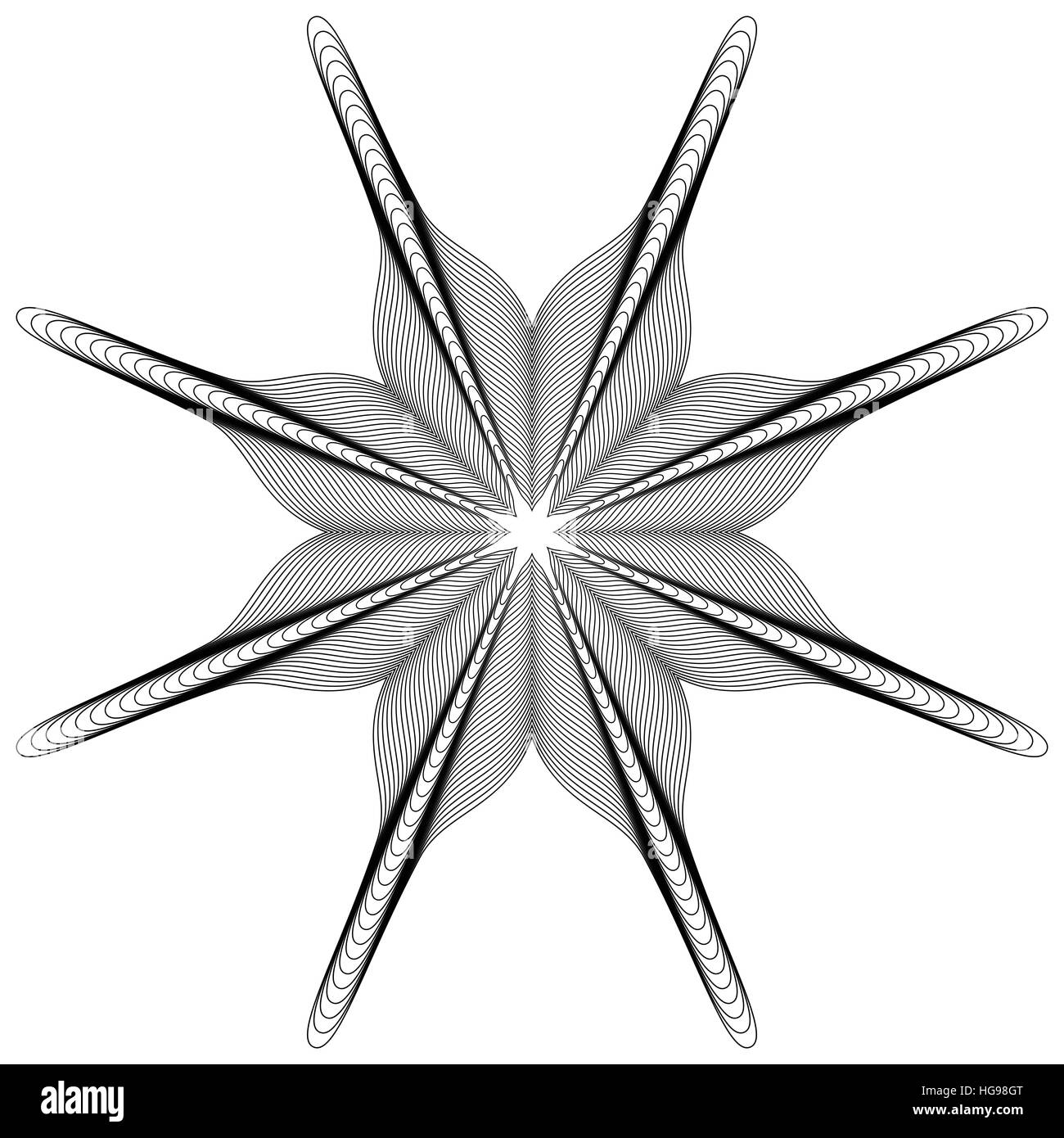 Circular geometric element(s), rotating radiating shapes on white Stock ...