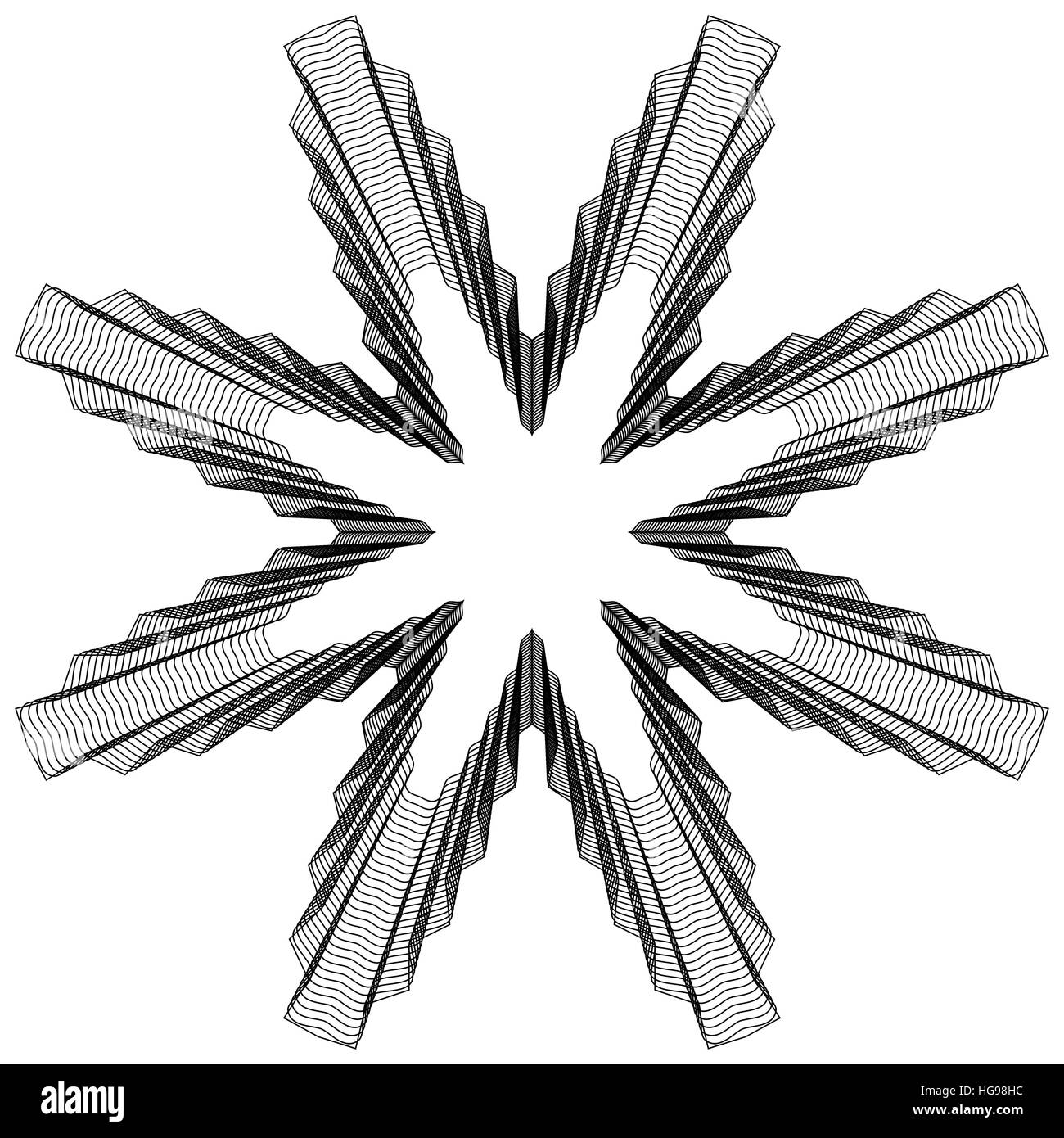 Circular geometric element(s), rotating radiating shapes on white Stock ...