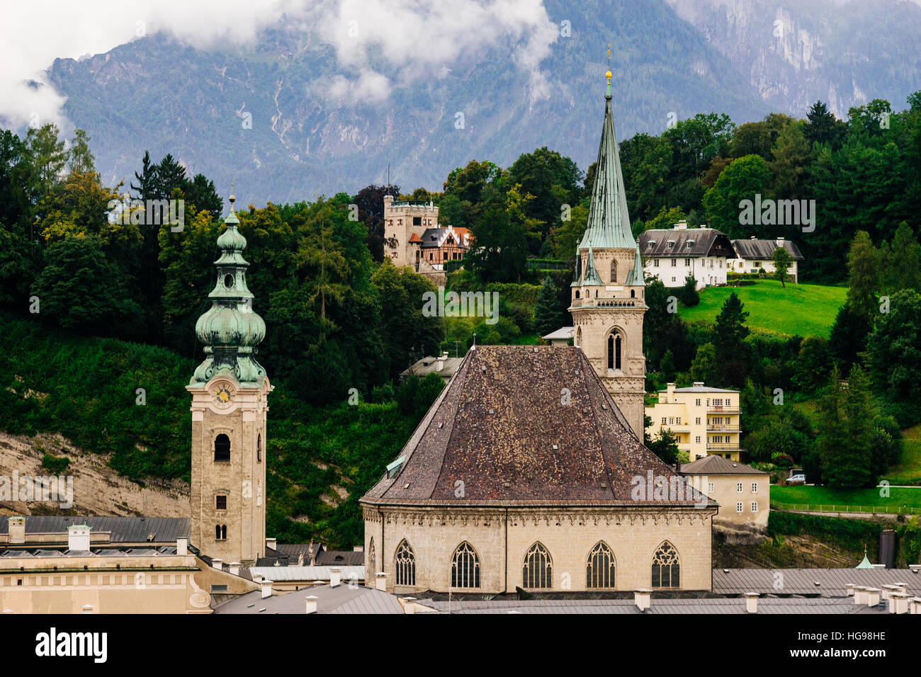 Franciscan Church and St Peter's Abbey monastery view, Salzburg ...